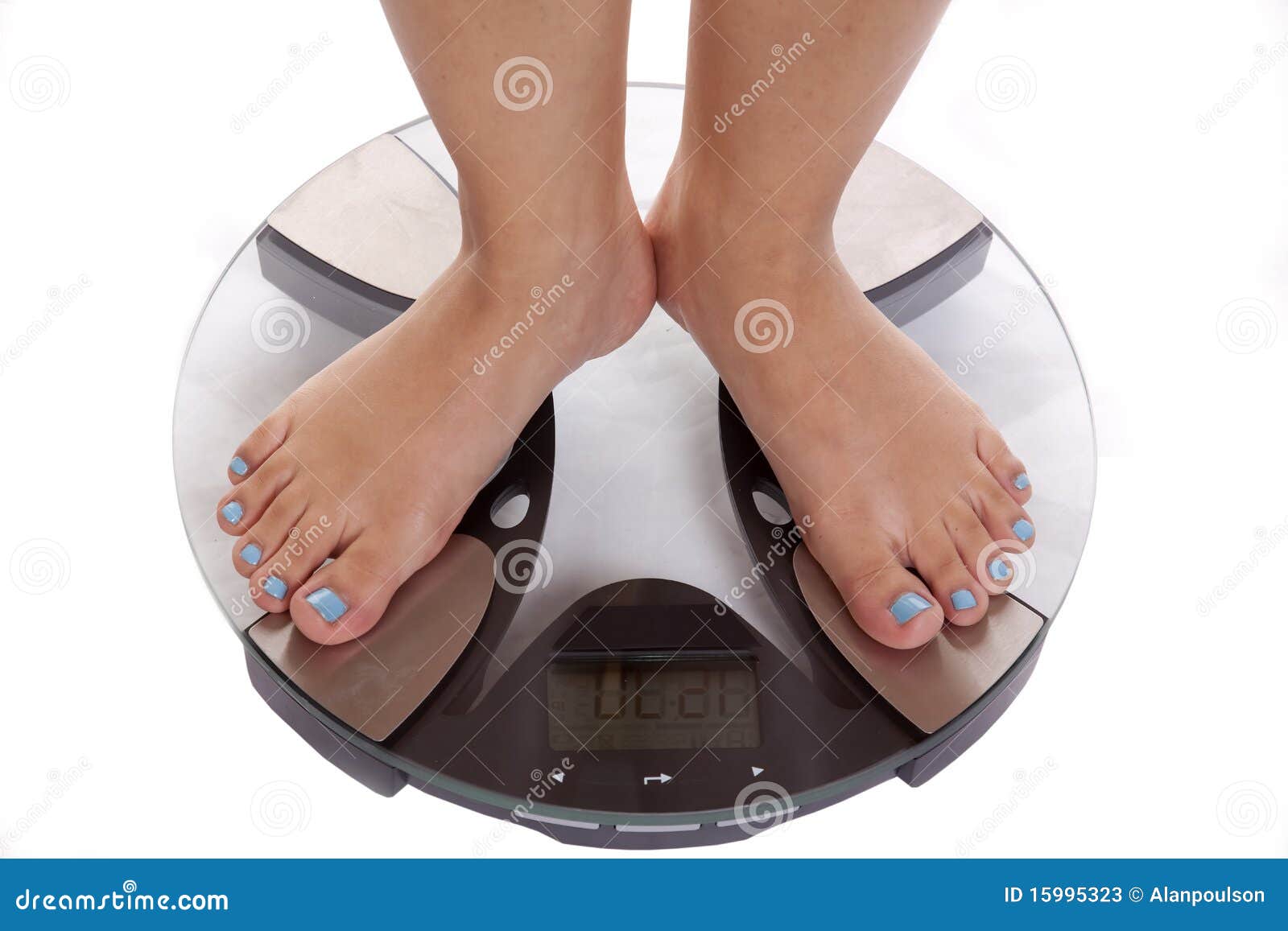 Feet on Scales Blue Toenails Stock Image - Image of care, person: 15995323