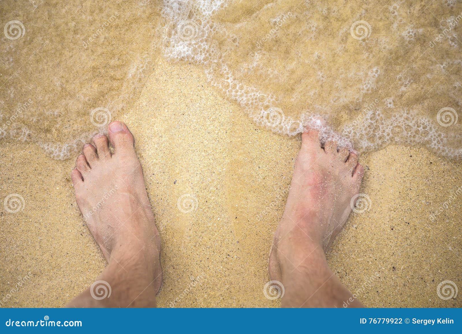 Feet on Sea Sand with Bubble Float Wave Stock Photo - Image of wave ...