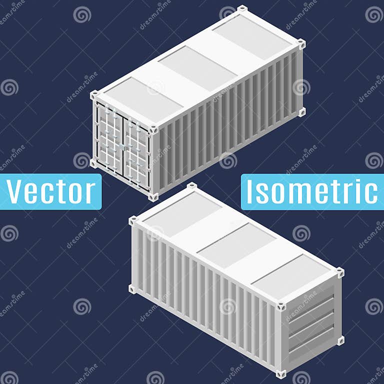 20 Feet Shipping Container Isometric Stock Vector - Illustration of ...