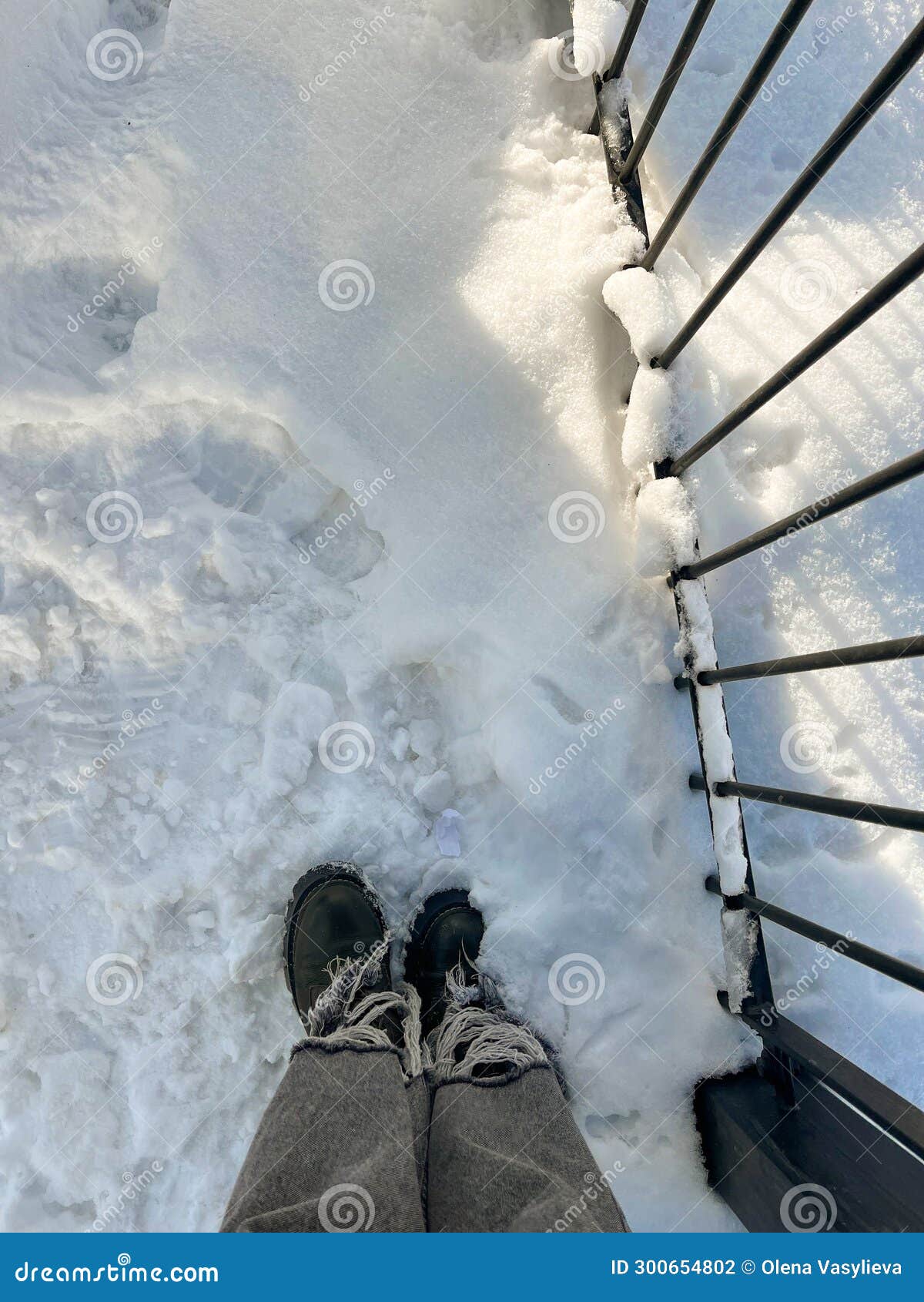 Feet in the Snow. the Concept of Winter Stock Photo - Image of flake ...