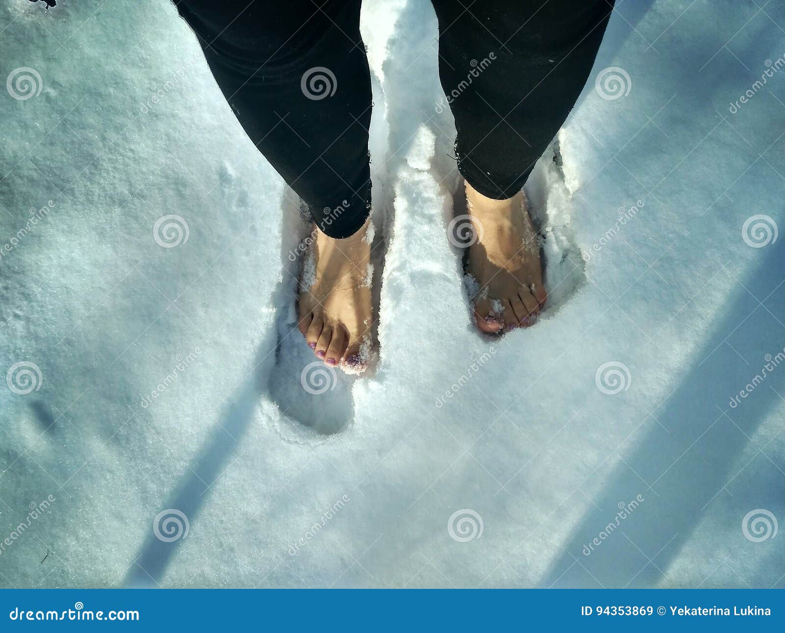 Feet on the snow editorial stock image. Image of standing - 94353869