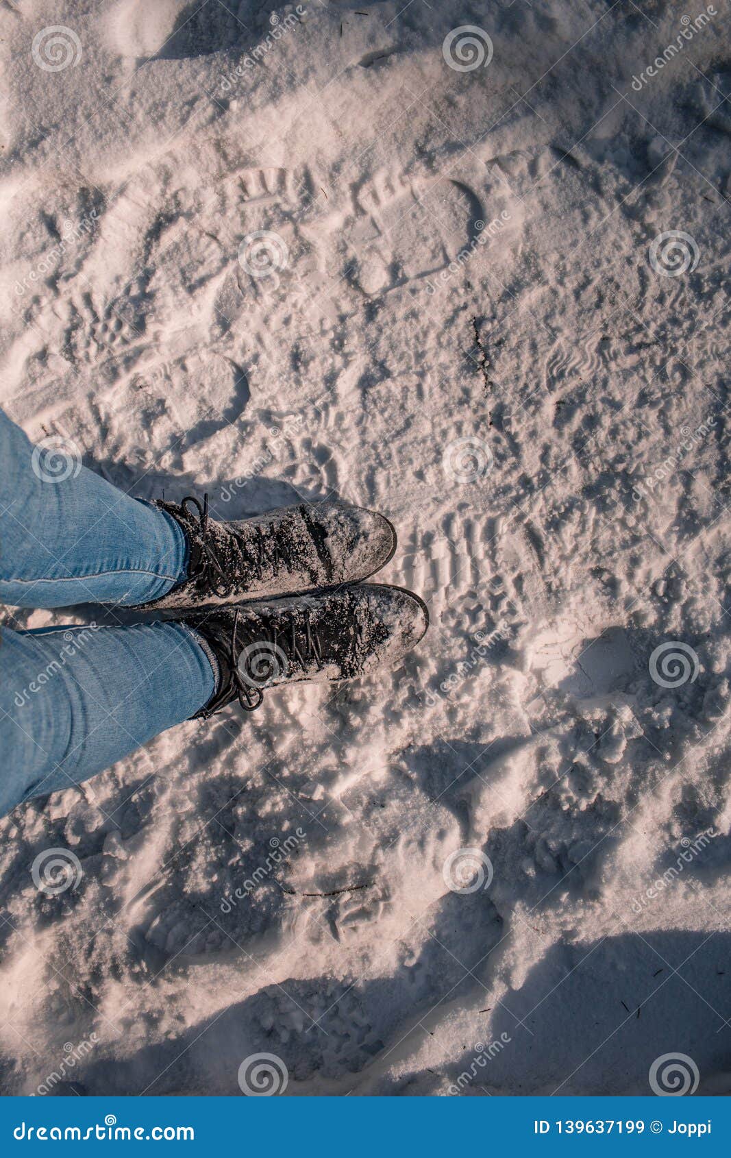 Feet on Snow, Walking on Snowy Ground Stock Image - Image of detail ...
