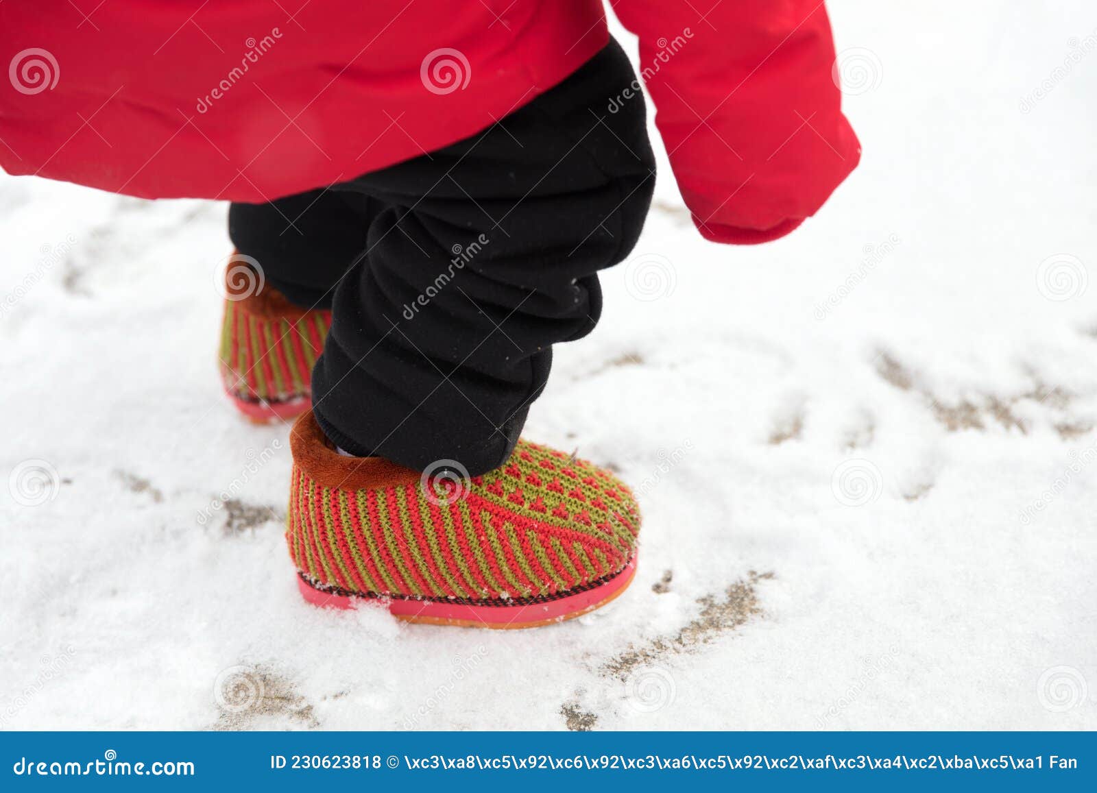 Feet in the snow in winter stock photo. Image of winter - 230623818