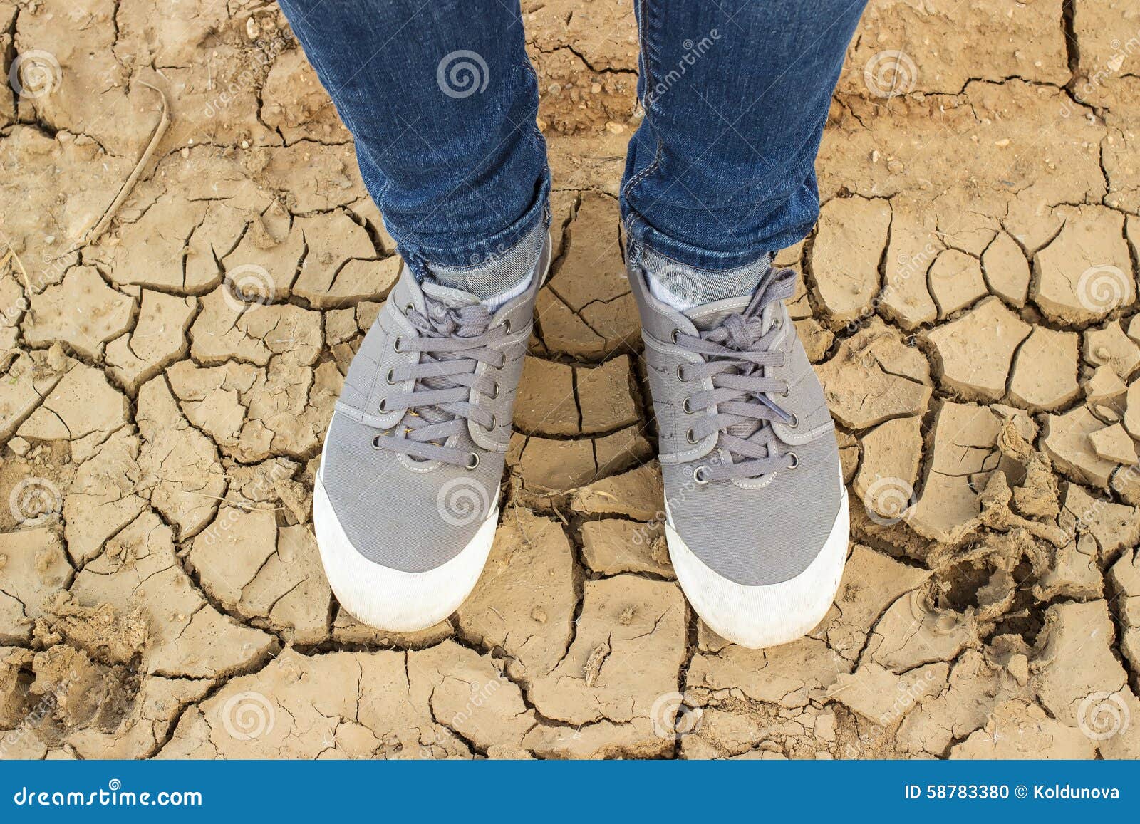 Feet Standing on the Cracked Soil Stock Photo - Image of ecology ...