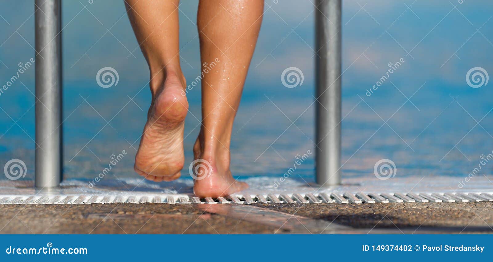 Feet on the Steps of the Pool Stock Photo - Image of care, recreational ...