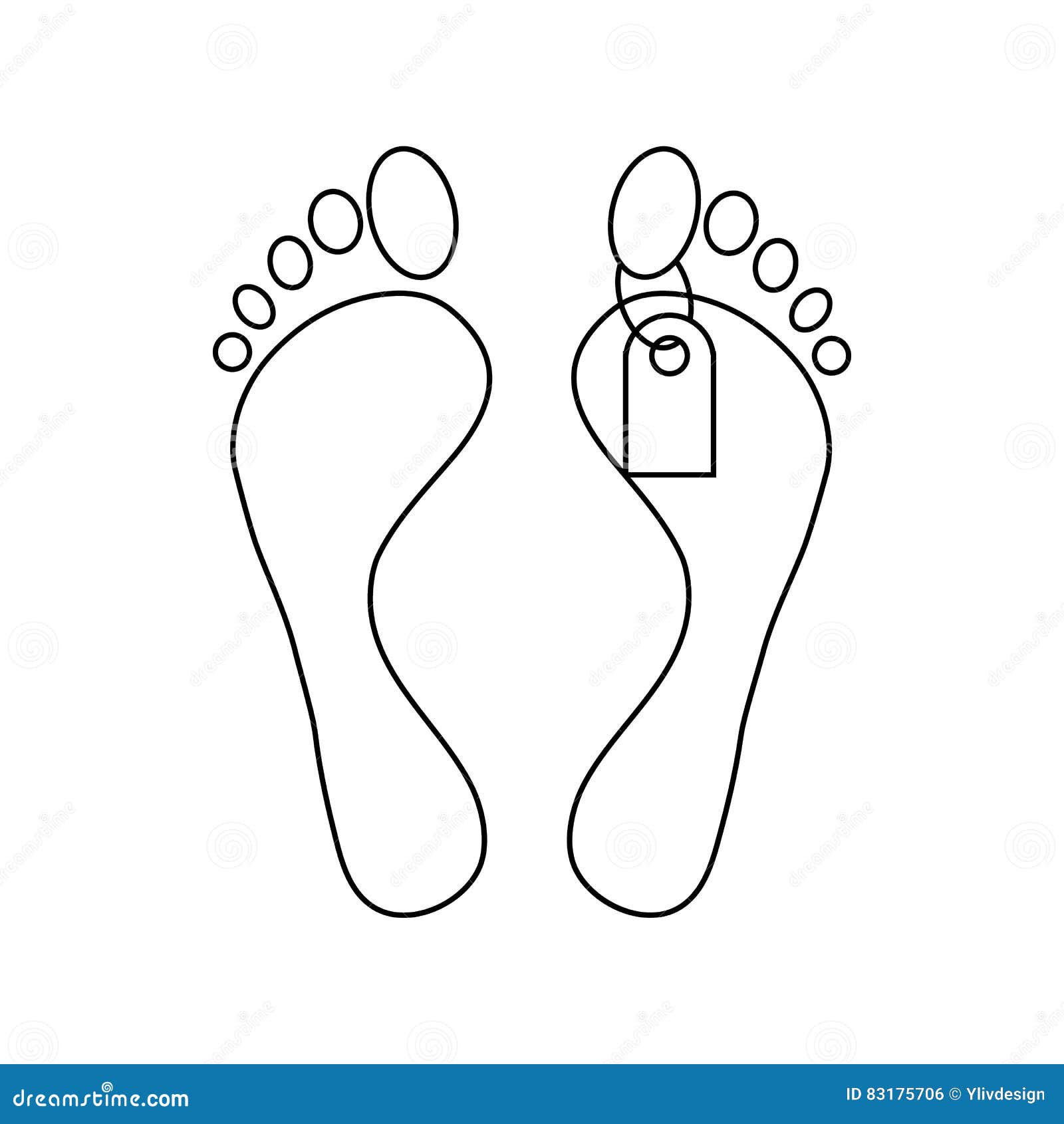 Feet with a Tag Icon, Outline Style Stock Vector - Illustration of body ...