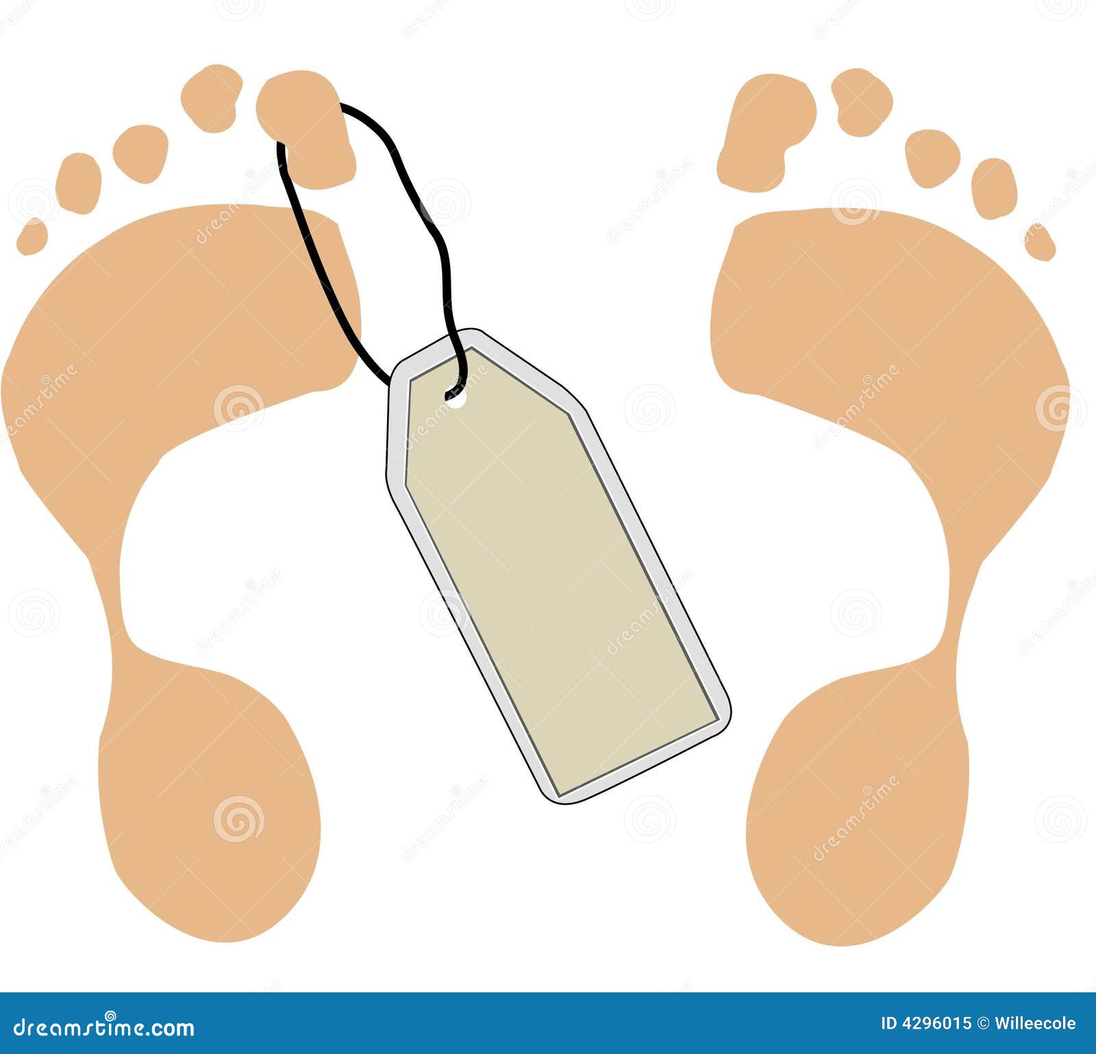 Feet with toe tag stock vector. Illustration of identity - 4296015