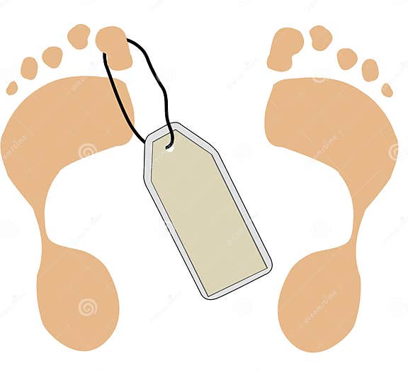 Feet with toe tag stock vector. Illustration of identity - 4296015