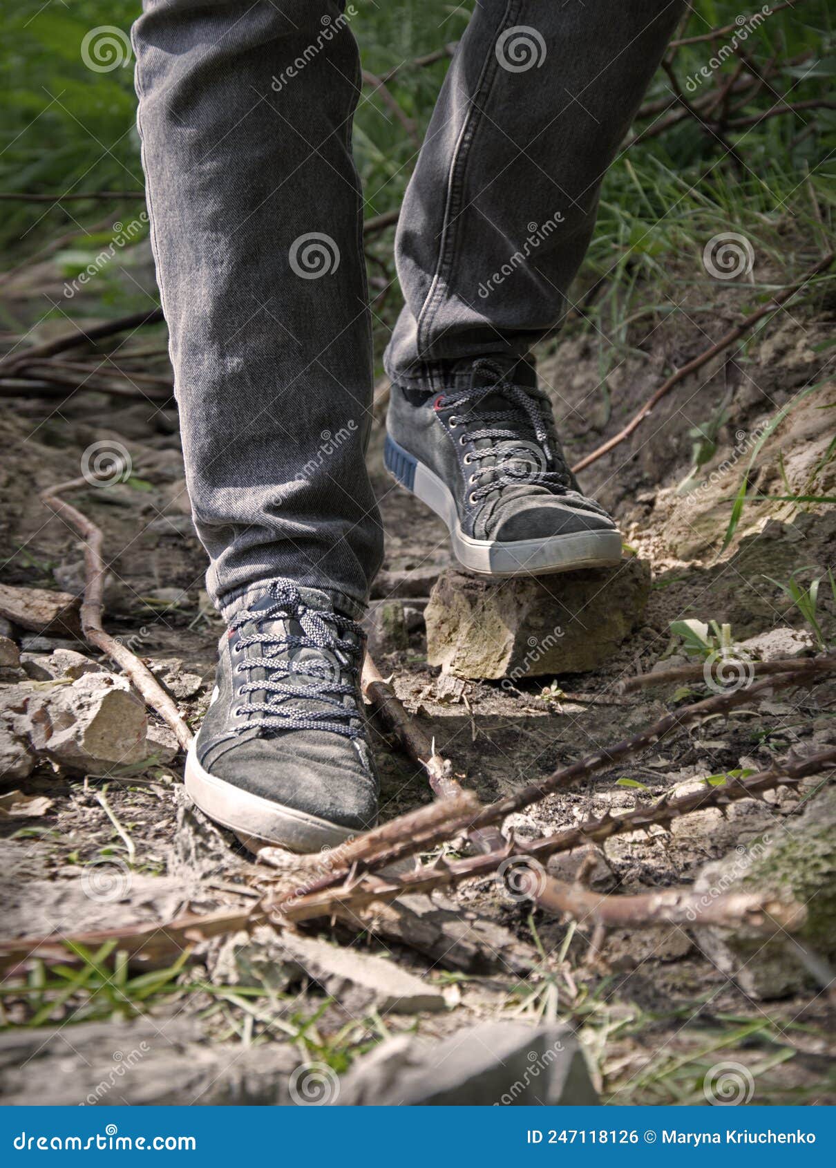 Feet Walk a Hard Rocky Path Stock Photo - Image of problem, footpath ...