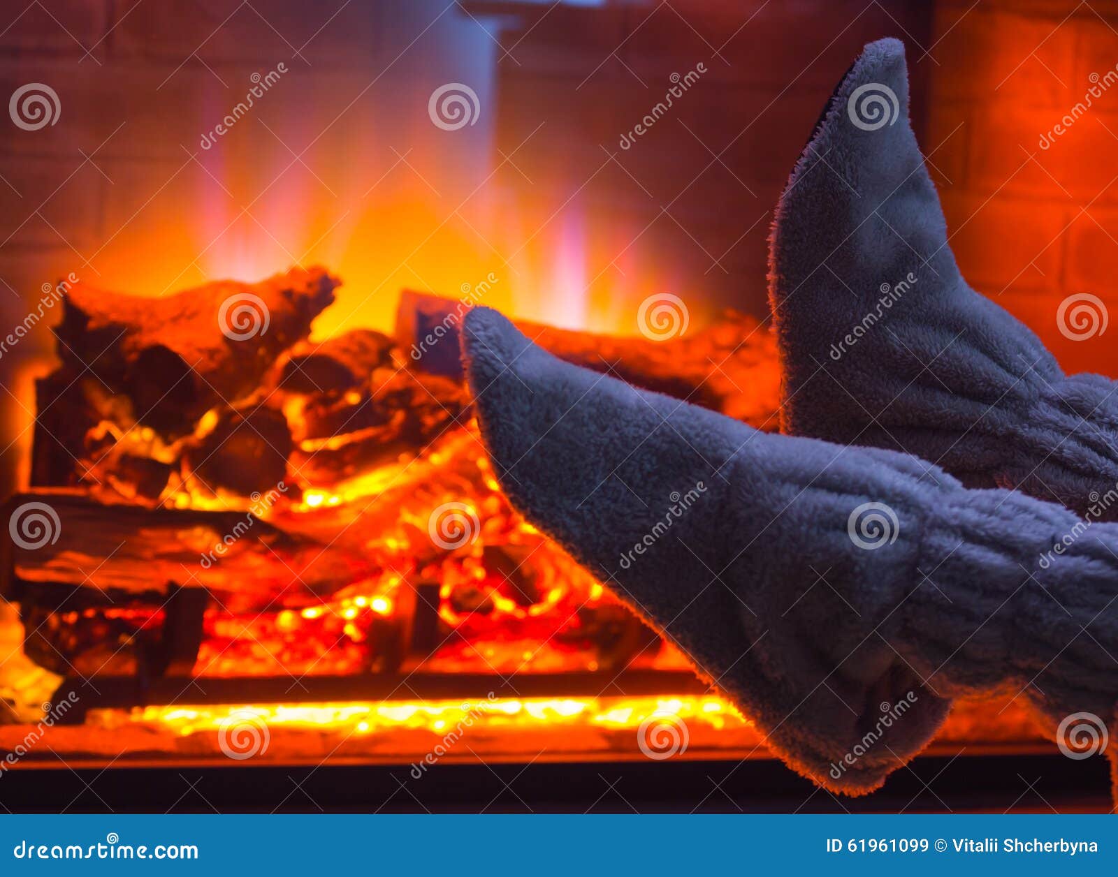 Feet in Wool Socks Warming by Cozy Fire Stock Image - Image of feet ...