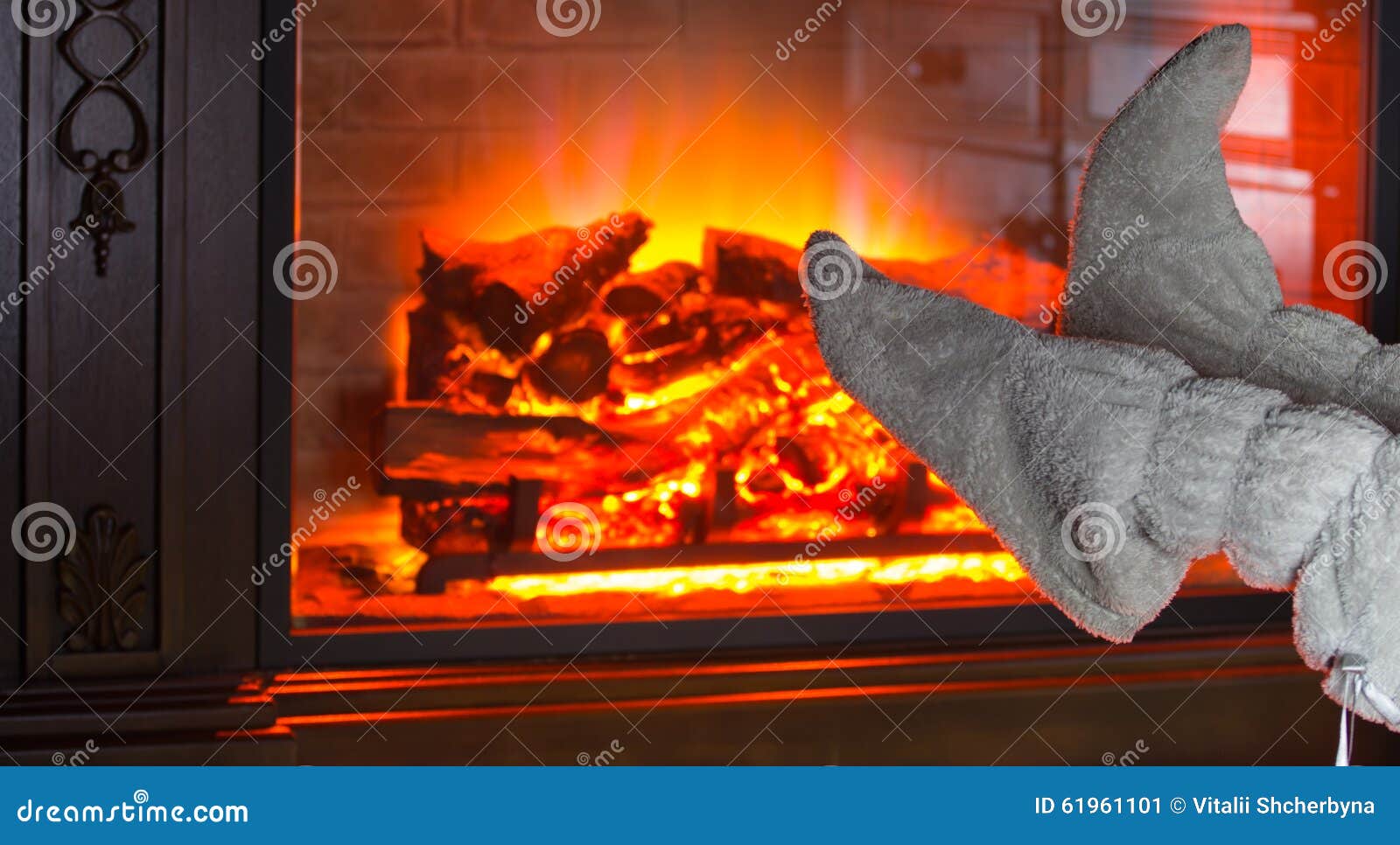 Feet in Wool Socks Warming by Cozy Fire Stock Image - Image of feet ...