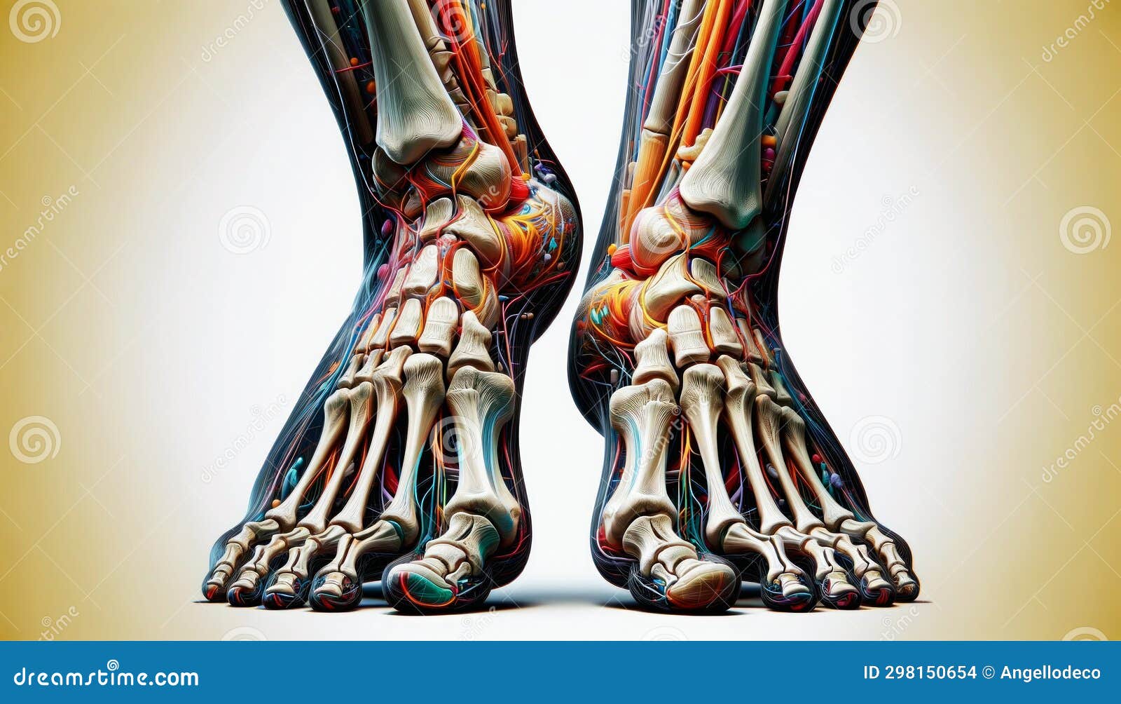 Feets Bone Model Over a Yellow Background. Generative Ai Stock ...