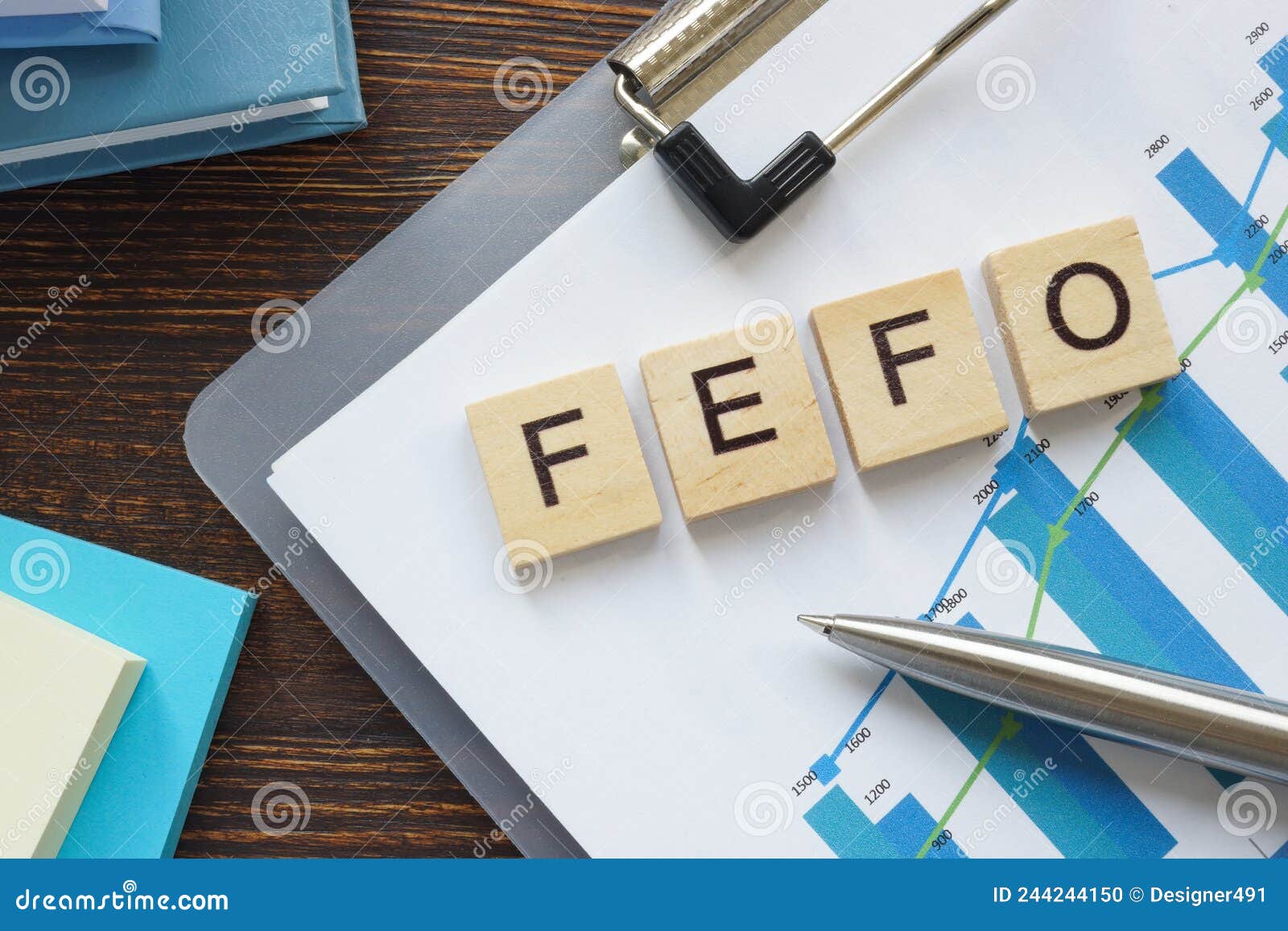 FEFO or First Expire, First Out on the Business Papers. Stock Photo ...