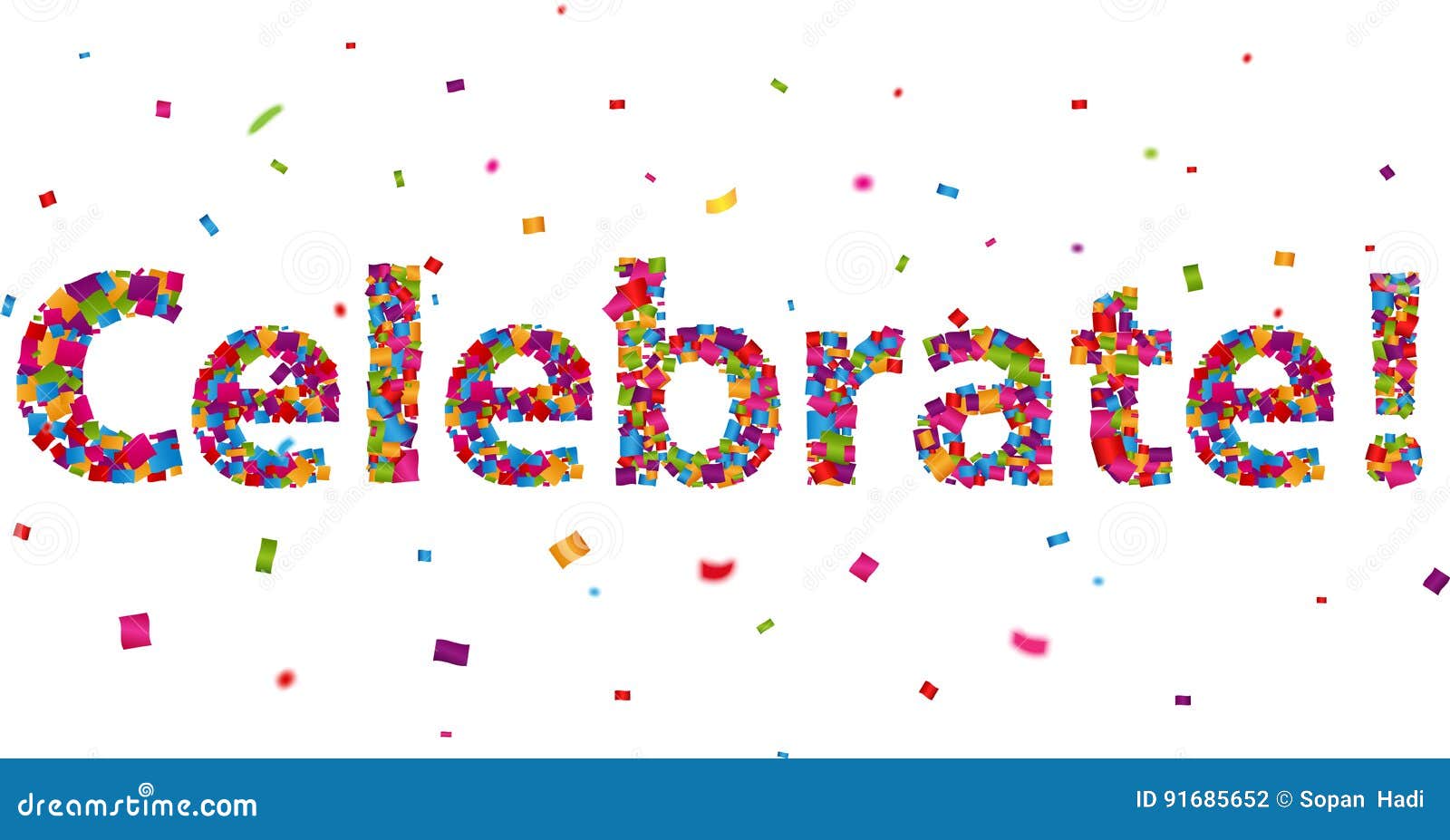 Feiern Sie Zeichen Mit Bunten Konfettis Vektor Abbildung - Illustration ...