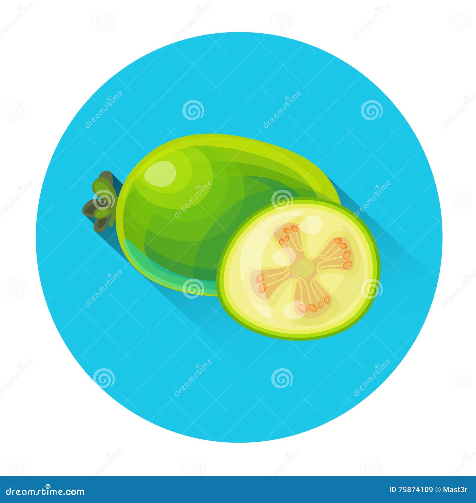 Feijoa Colorful Fruit Icon stock vector. Illustration of cooking - 75874109