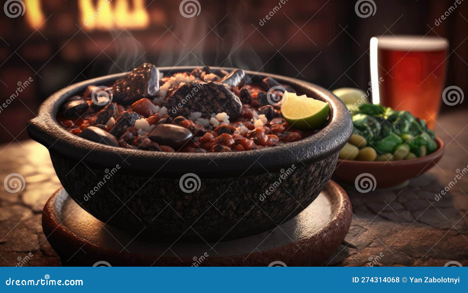 Delicious Feijoada Complete On The Table. Brazilian Traditional Food ...