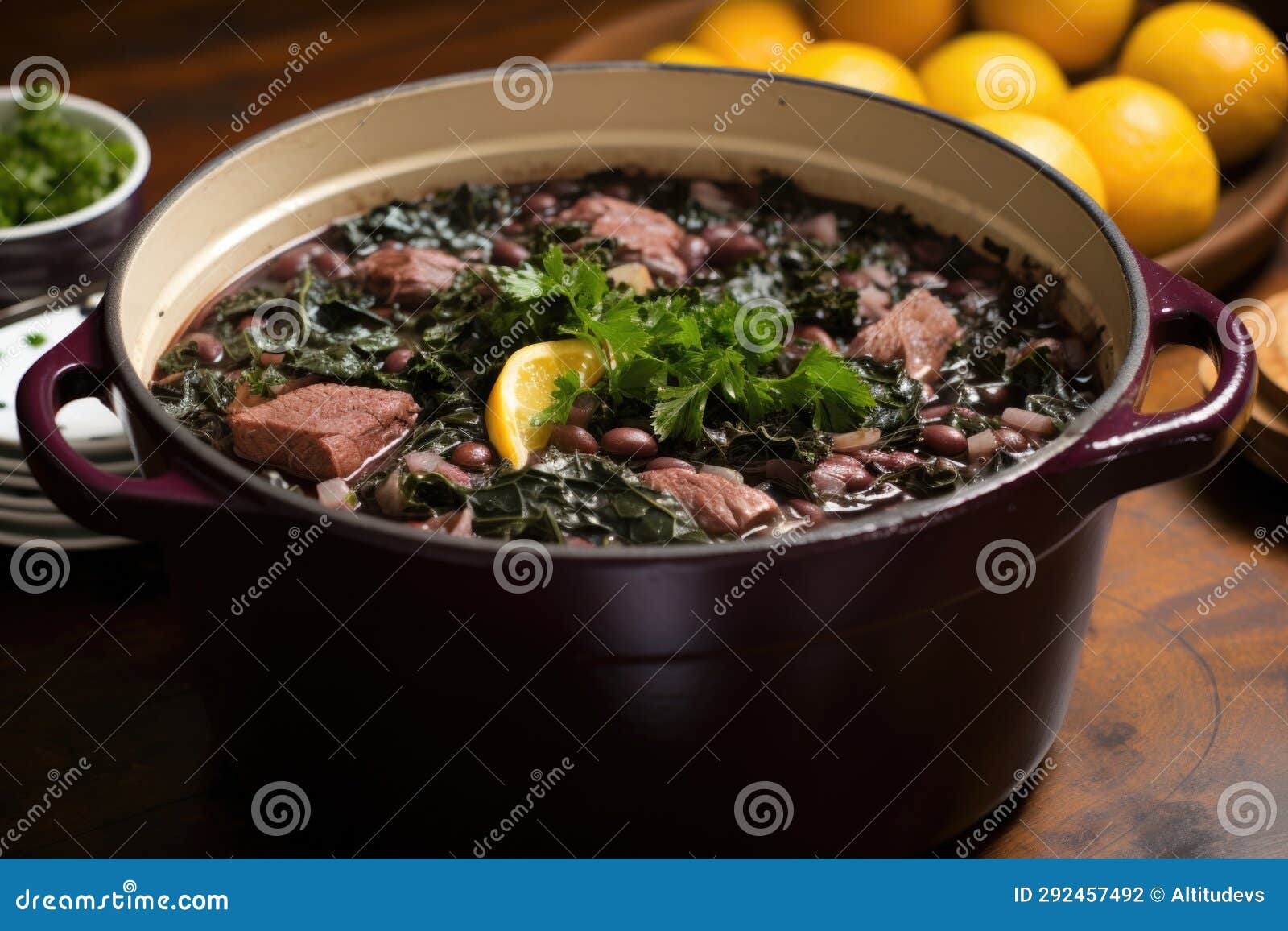 Feijoada on the Stovetop in a Traditional Black Pot Stock Photo - Image ...