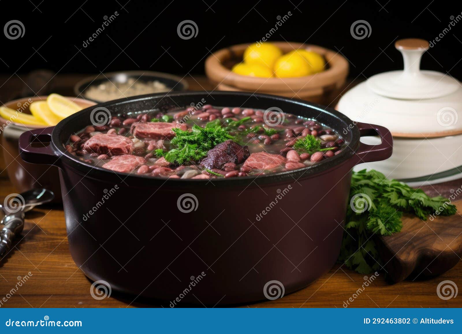 Feijoada on the Stovetop in a Traditional Black Pot Stock Photo - Image ...