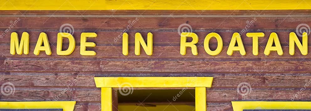 Feito no sinal de Roatan imagem de stock. Imagem de letras - 29166183