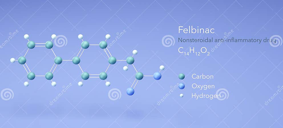 Felbinac Molecule, Molecular Structures, Biphenylylacetic Acid, 3d ...