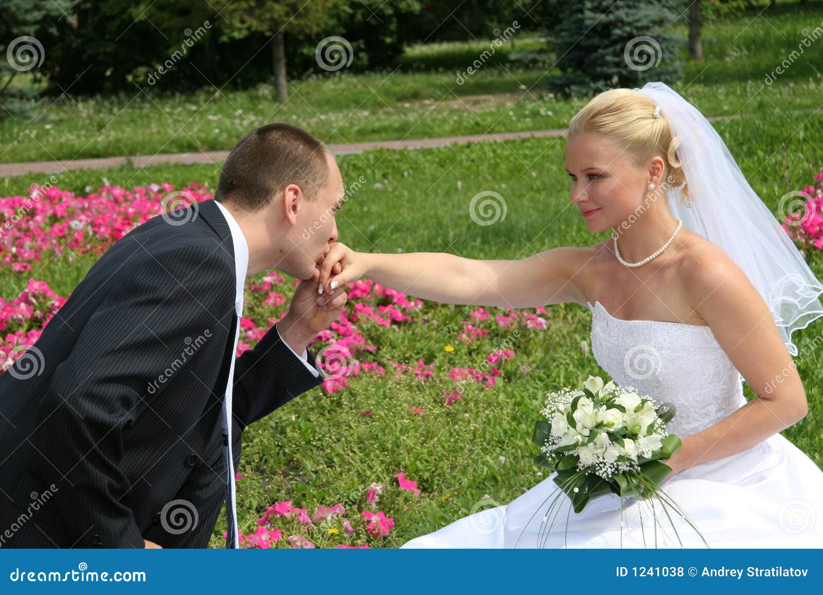 Felice sposato fotografia stock. Immagine di merletto - 1241038