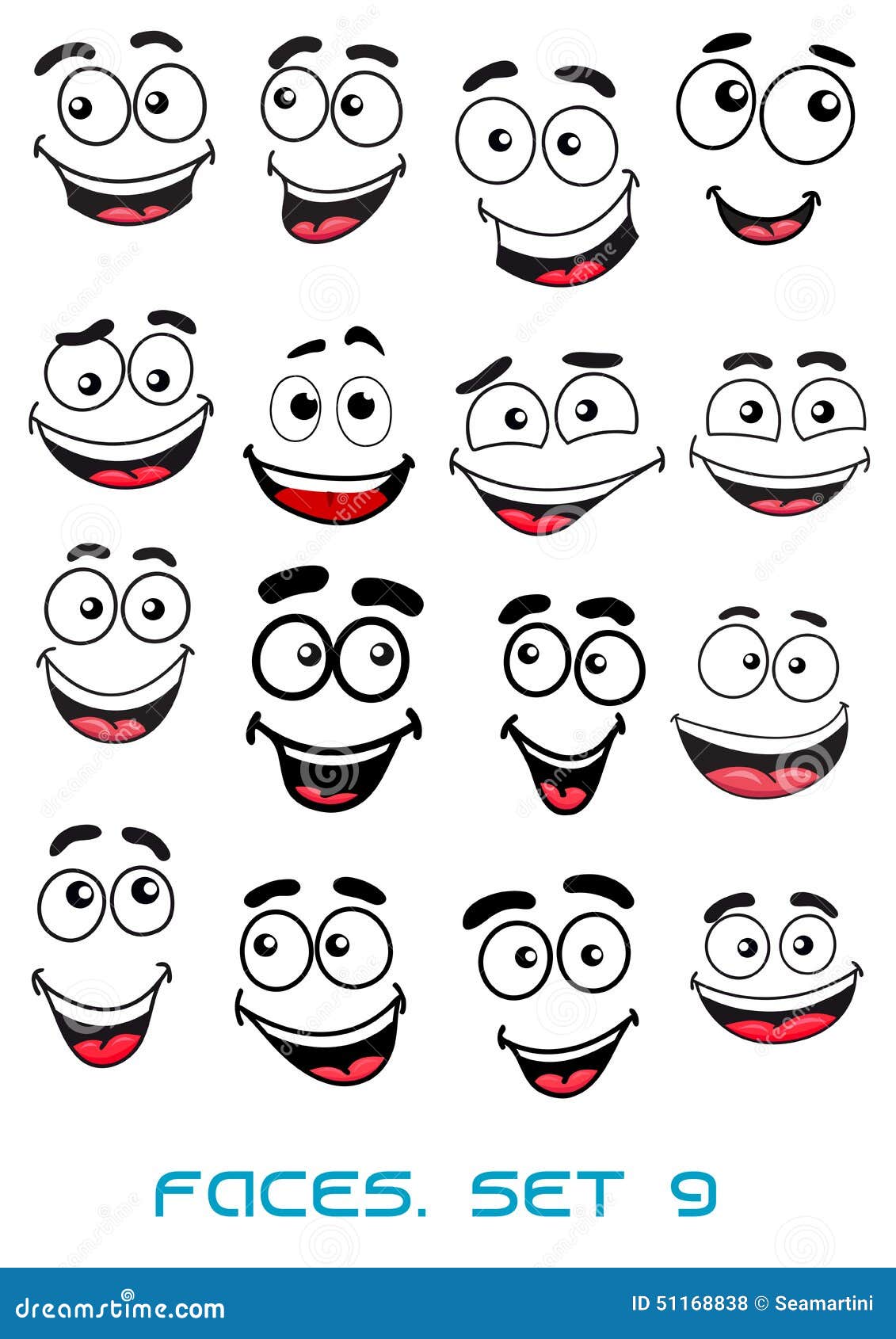 Felicidad Y Caras Sonrientes De La Gente Ilustración del Vector ...