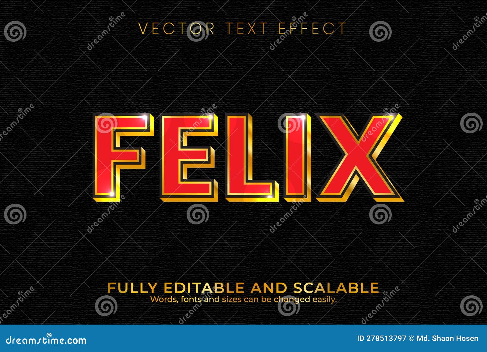 Felix 3d Text Effect With Black Background Cartoon Vector ...
