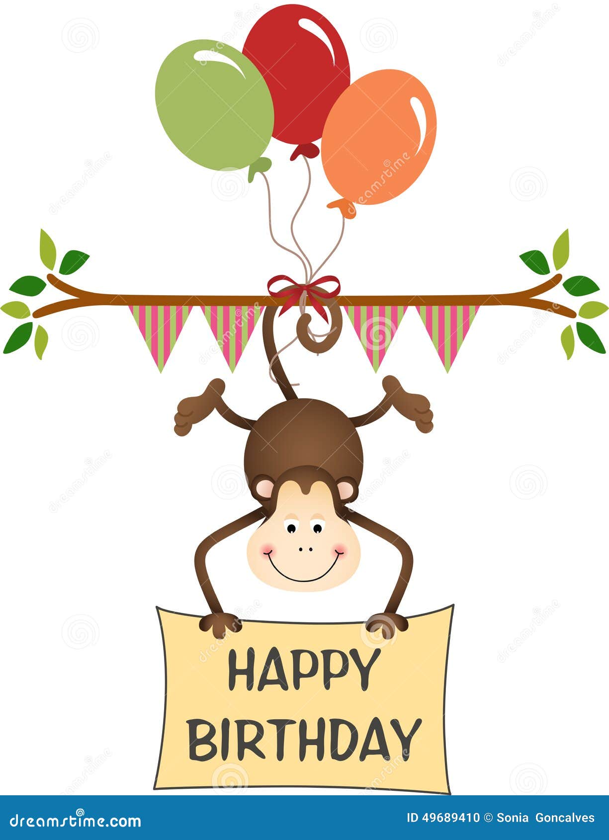 Feliz Cumpleaños Del Mono Con Los Globos Ilustración del Vector ...