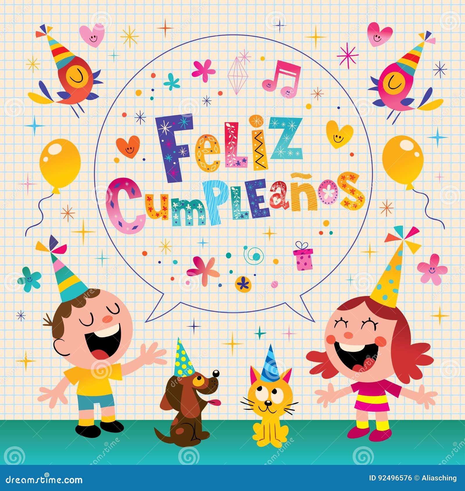 Feliz Cumpleanos - Buon Compleanno Nello Spagnolo Illustrazione ...