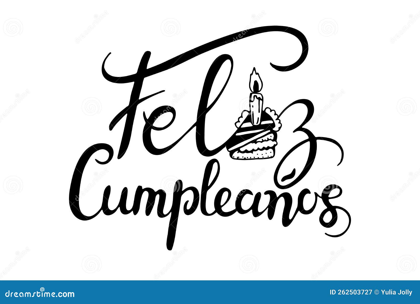 Feliz Cumpleanos Happy Birthday In Spanish Language Handdrawing