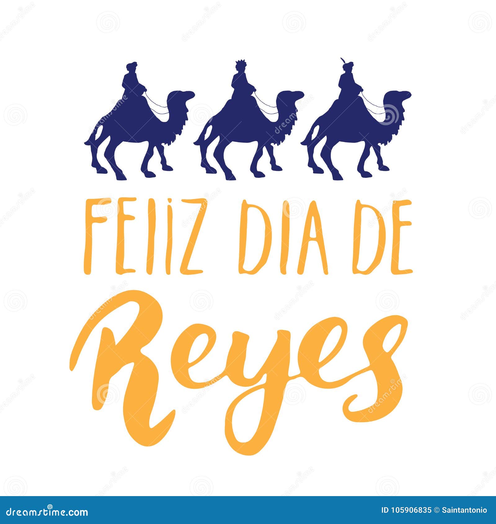 Feliz Dia De Reyes, Día Feliz De Reyes, Caligráfico Ilustración del ...