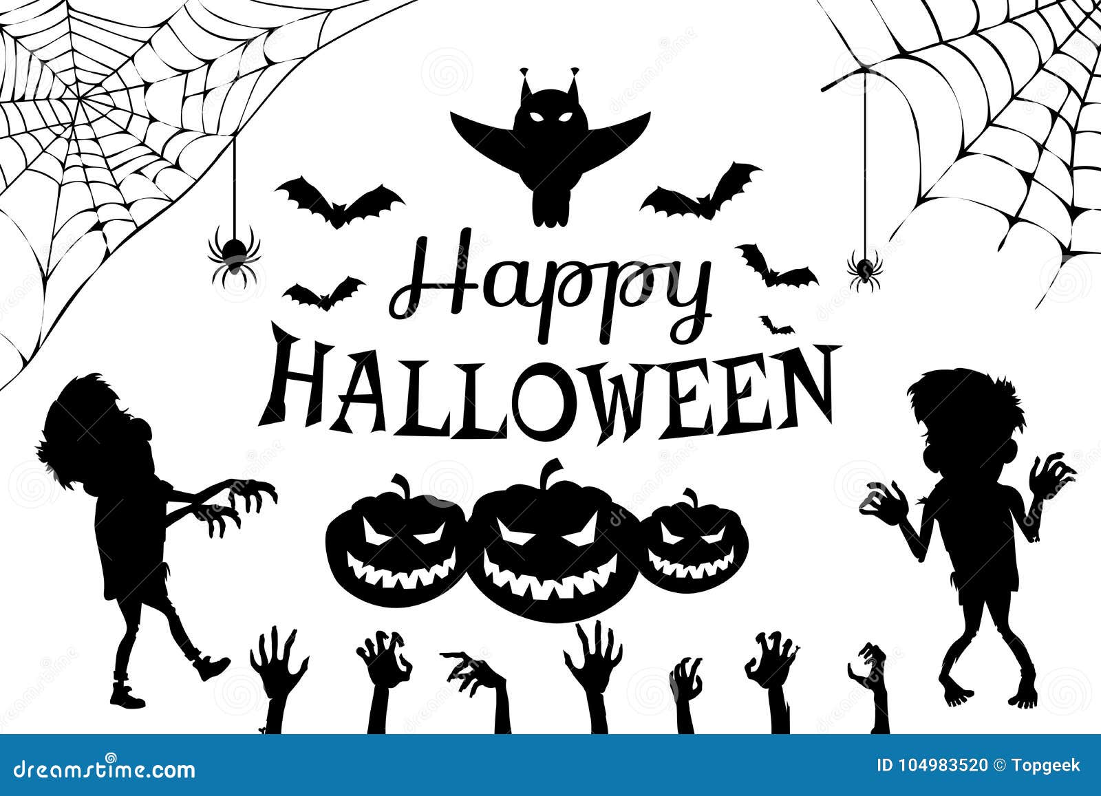 Feliz Halloween Con Título En El Ejemplo Del Vector Ilustración del ...