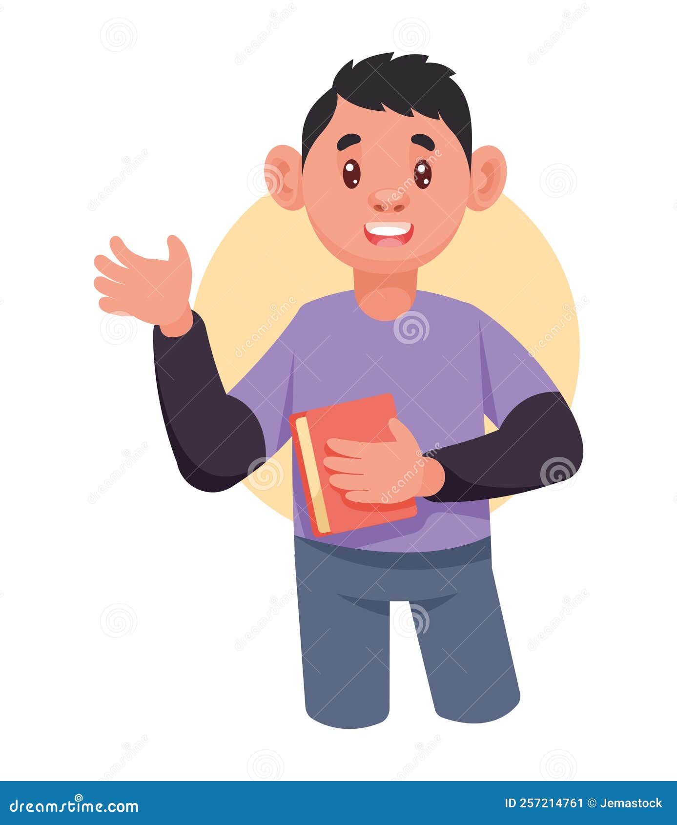 Feliz Lector Masculino Con Libro Ilustración del Vector - Ilustración ...