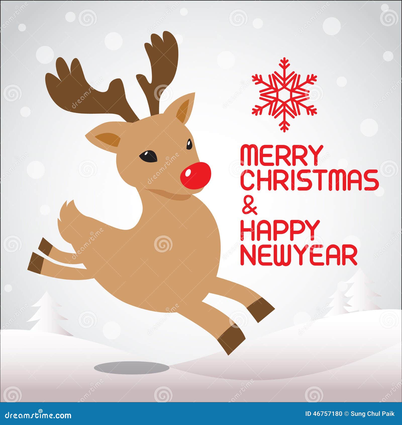 Feliz Natal E Rudolph Running Ilustração do Vetor - Ilustração de ...