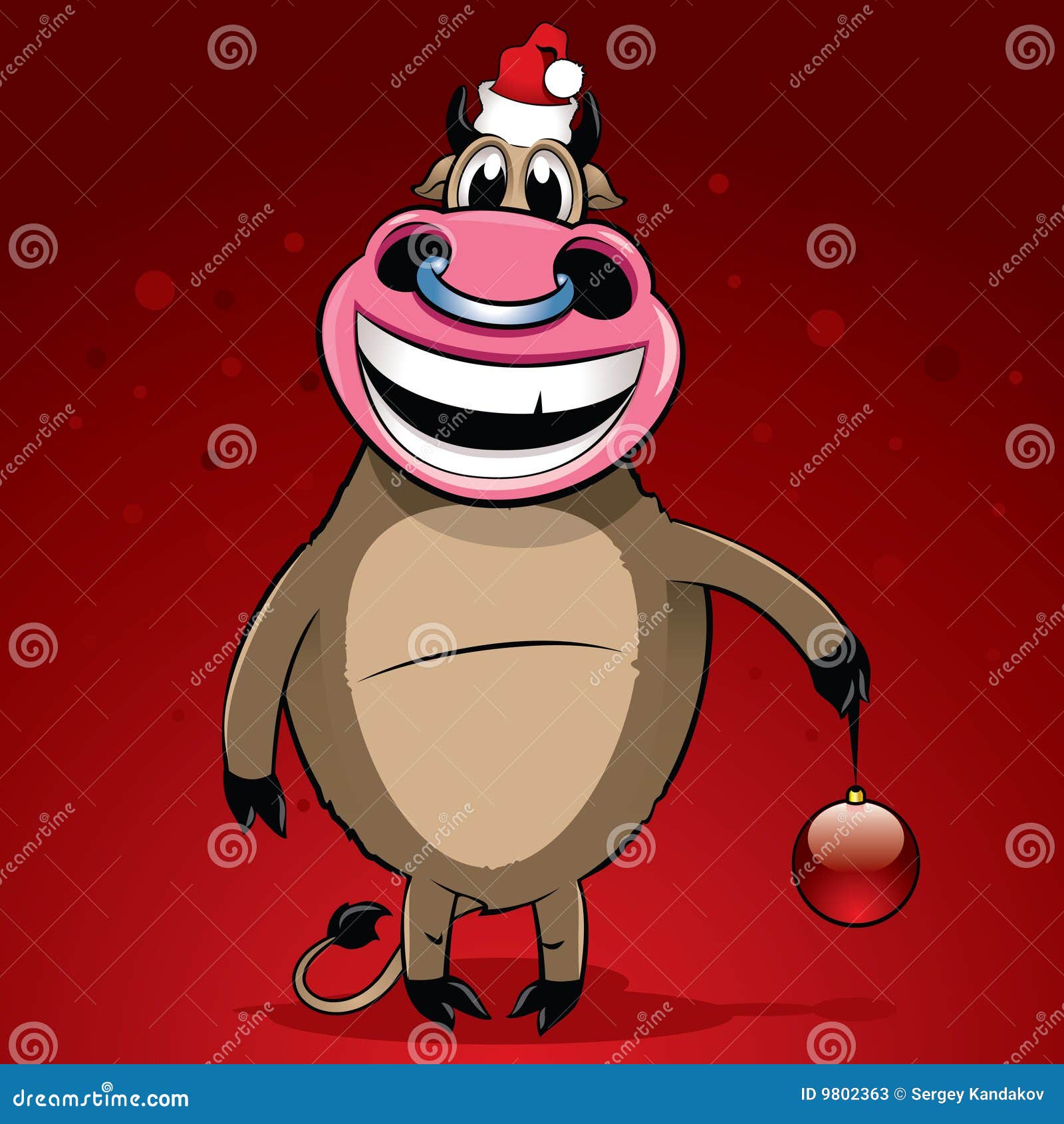 Feliz toro ilustración del vector. Ilustración de nieve - 9802363