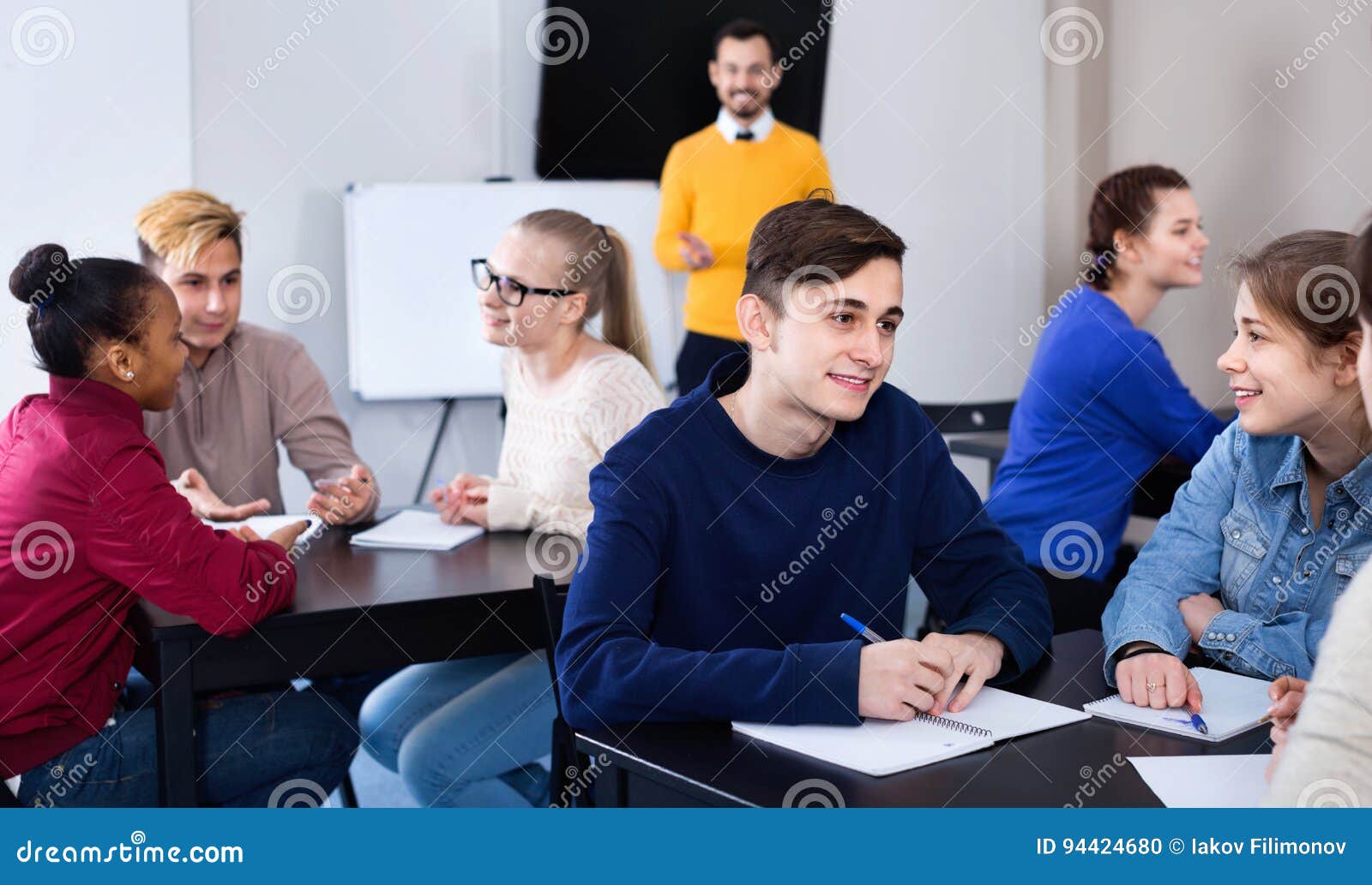 Fellow Students Having Group Work Tasks during School Day Stock Photo ...