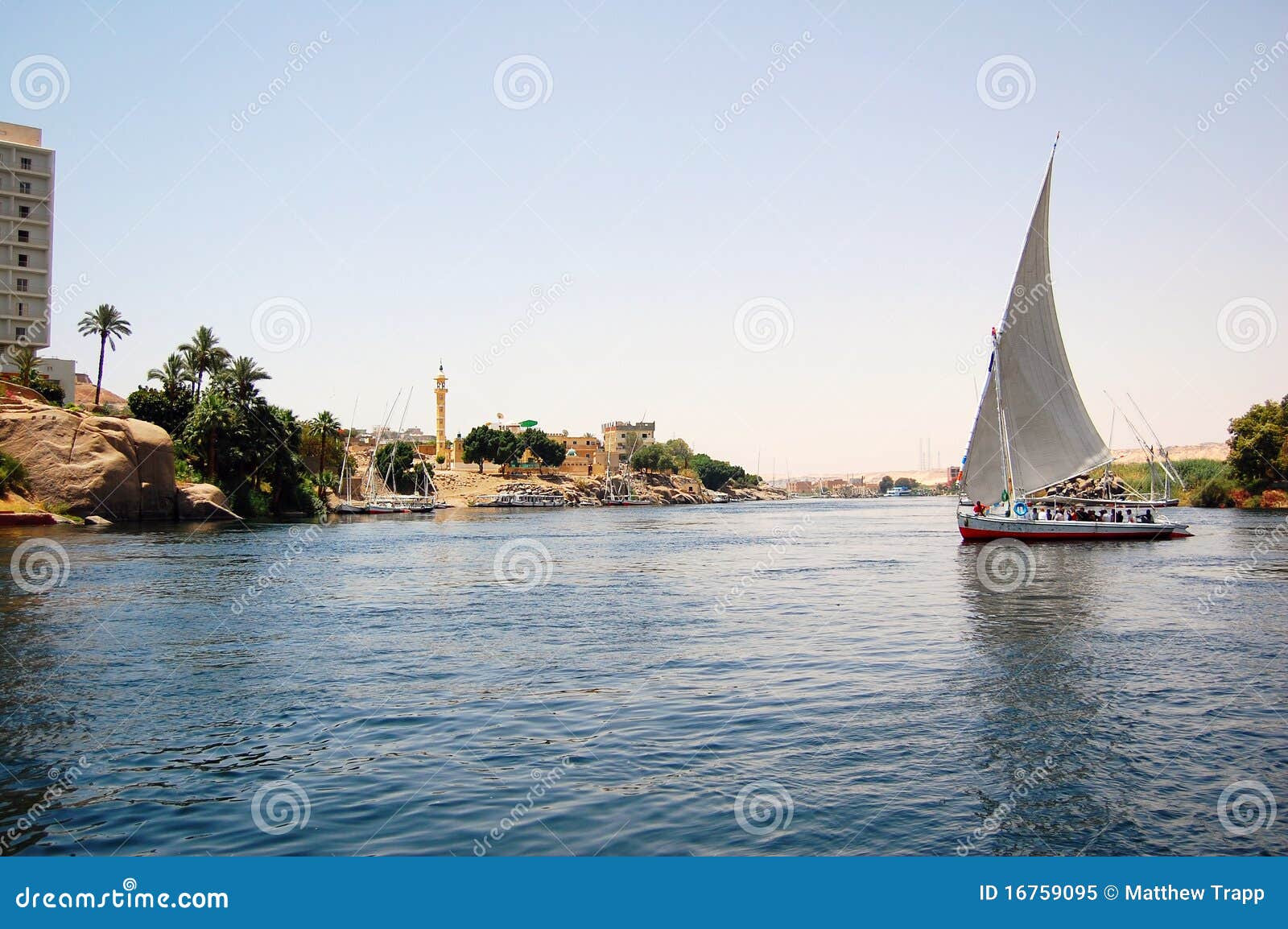 Felluca Sailing Down the Nile River Stock Image - Image of blue ...