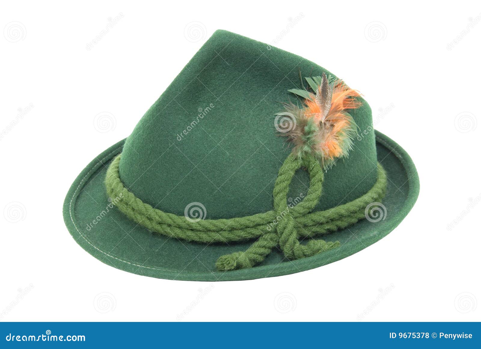 Felt Alpine hat stock photo. Image of feather, green, rope - 9675378