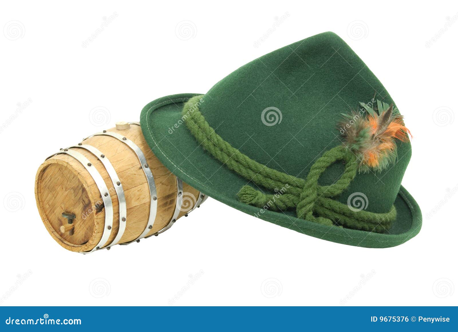 Felt Alpine Hat and Oak Barrel Stock Photo - Image of alpine, feathers ...