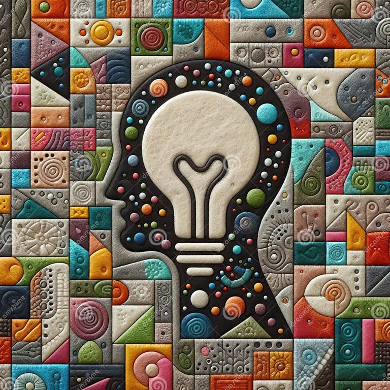 Felt Art Patchwork, Abstract Background with Idea Concept. Thinking, Success and Creativity ...