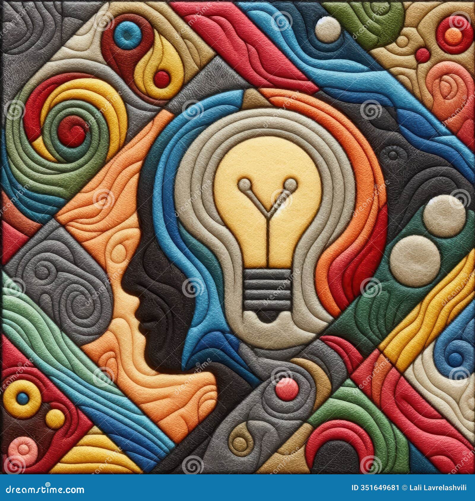 Felt Art Patchwork, Abstract Background with Idea Concept. Thinking ...