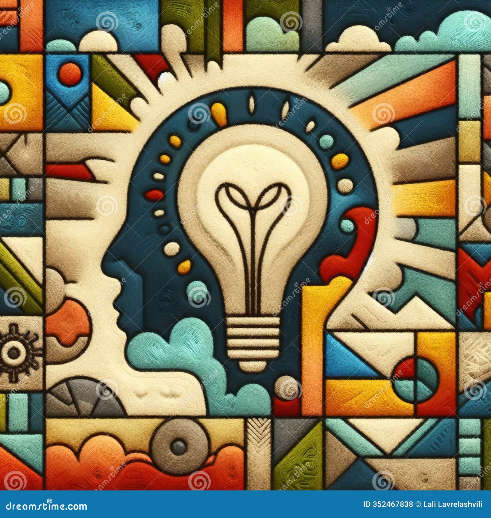 Felt Art Patchwork, Abstract Background with Idea Concept. Thinking ...