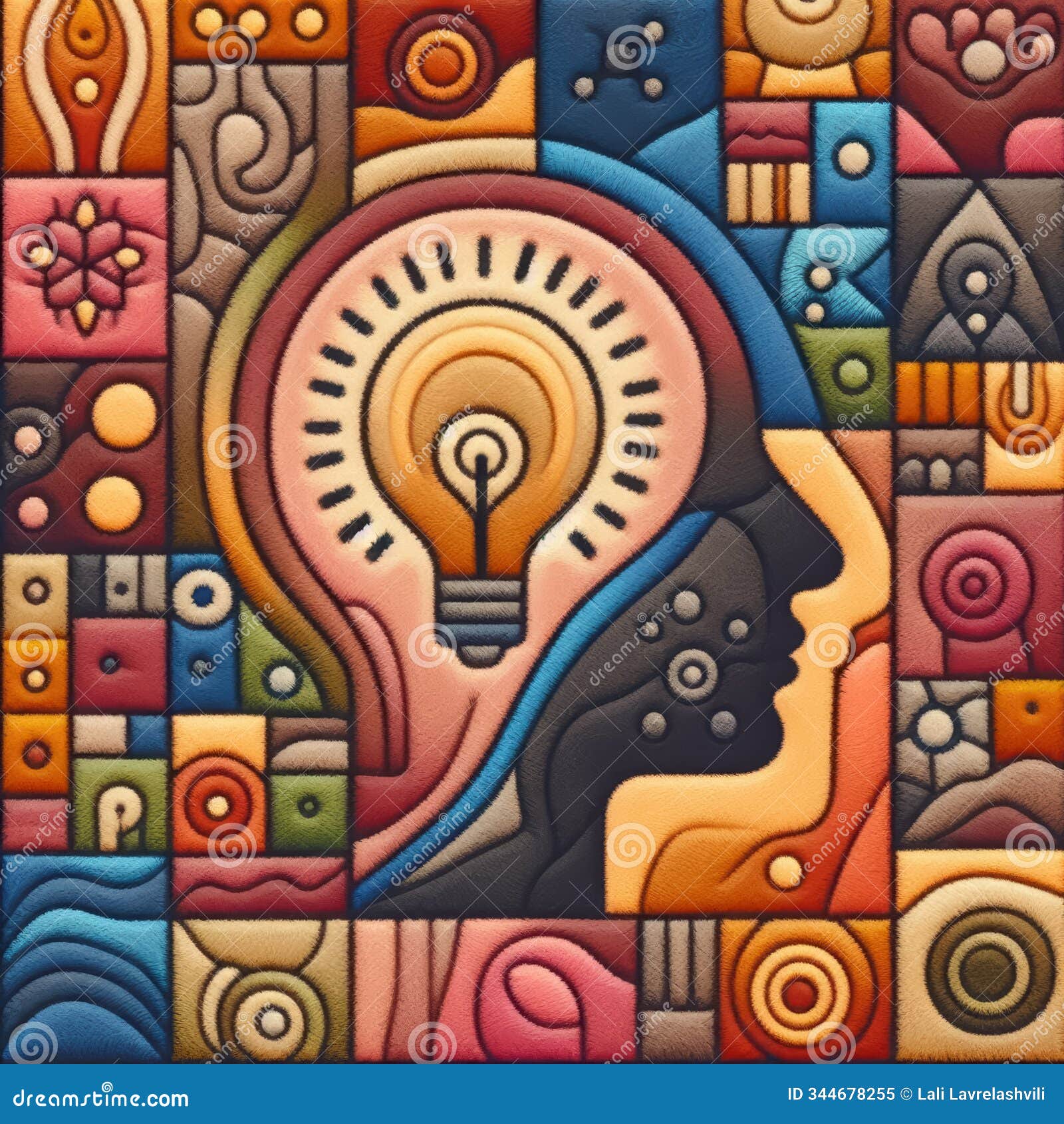 Felt Art Patchwork, Abstract Background with Idea Concept. Thinking ...