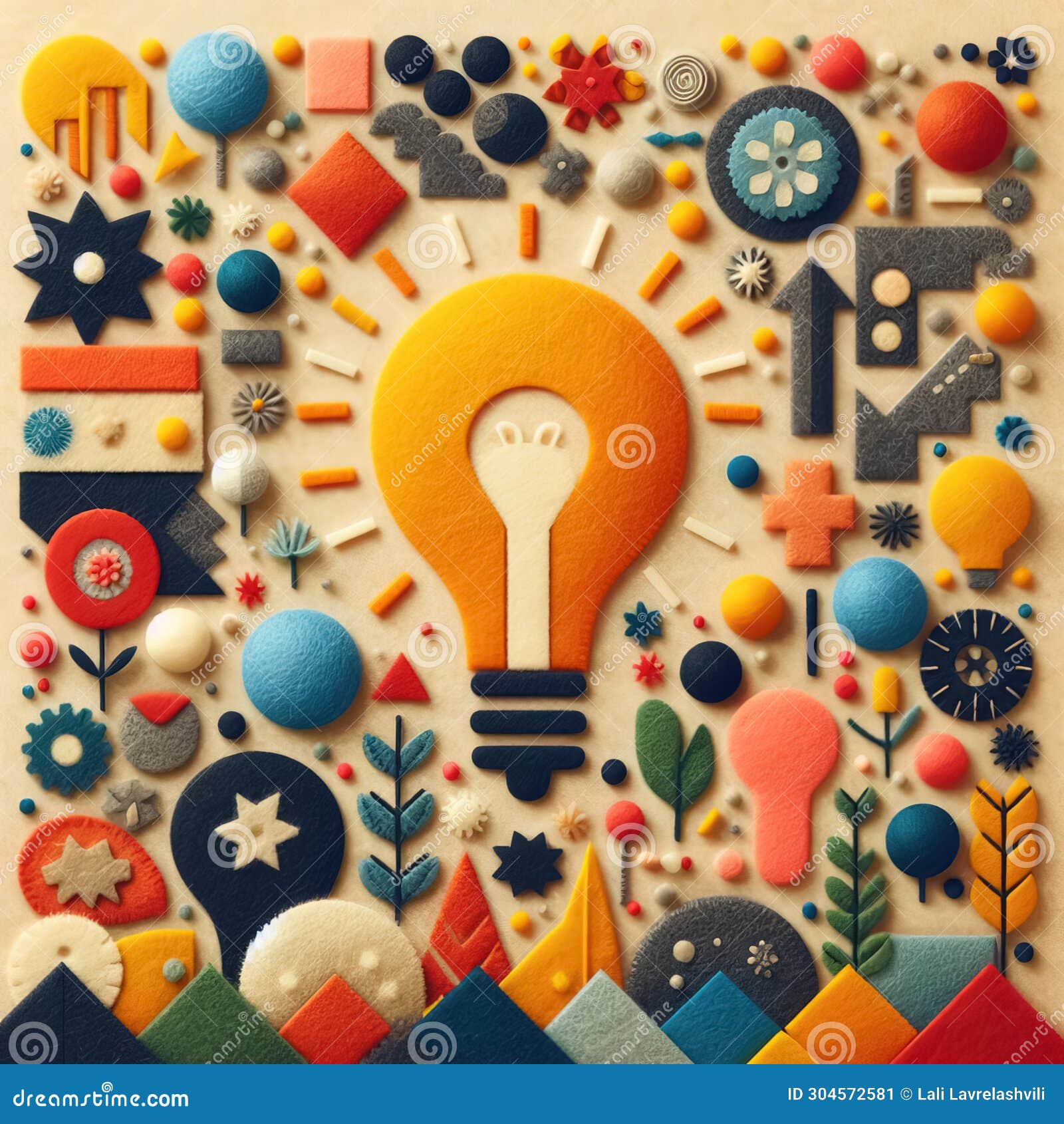 Felt Art Patchwork, Abstract Background with Idea Concept. Thinking ...