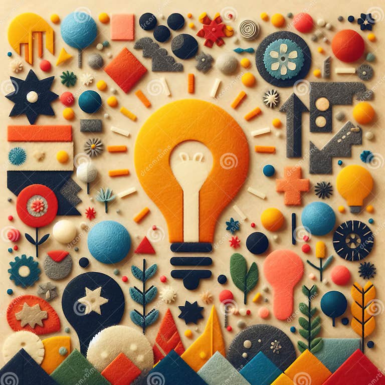 Felt Art Patchwork, Abstract Background with Idea Concept. Thinking ...