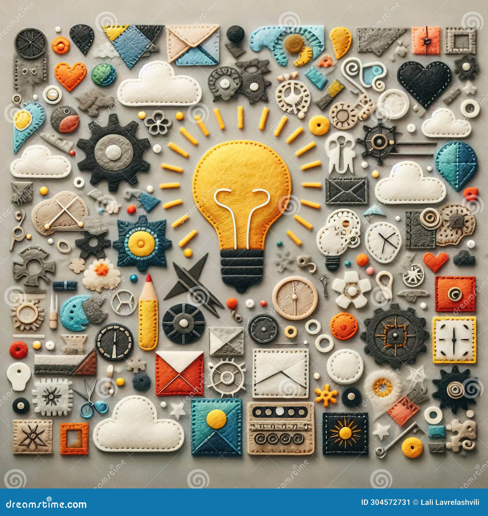 Felt Art Patchwork, Abstract Background with Idea Concept. Thinking ...