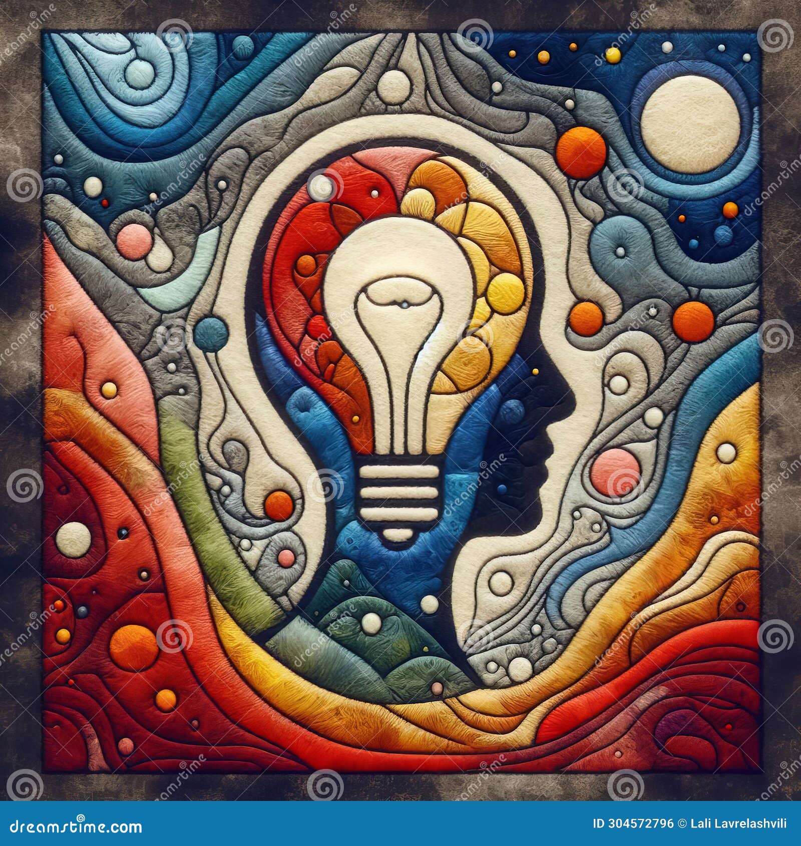 Felt Art Patchwork, Abstract Background with Idea Concept. Thinking ...