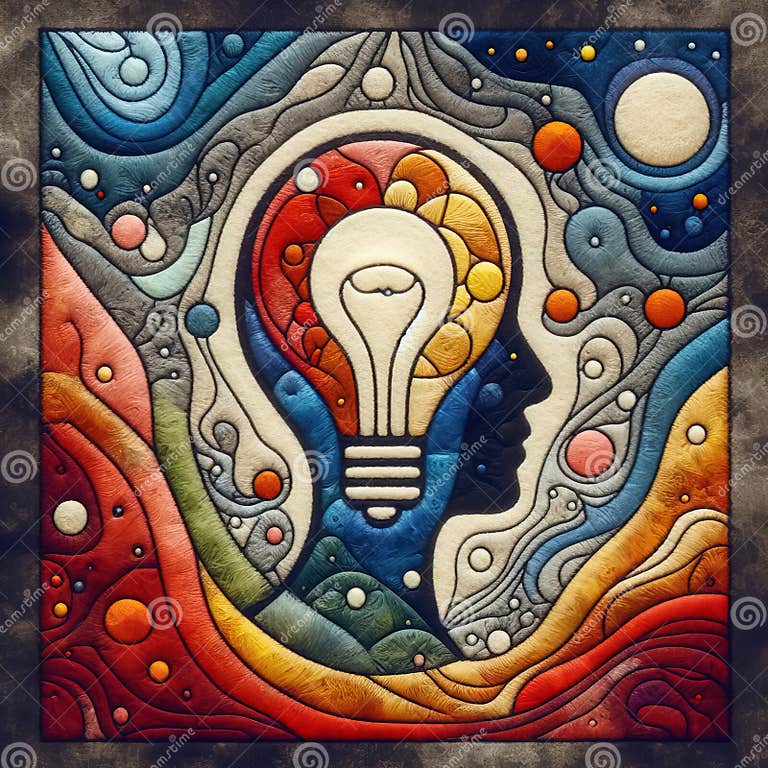 Felt Art Patchwork, Abstract Background with Idea Concept. Thinking ...