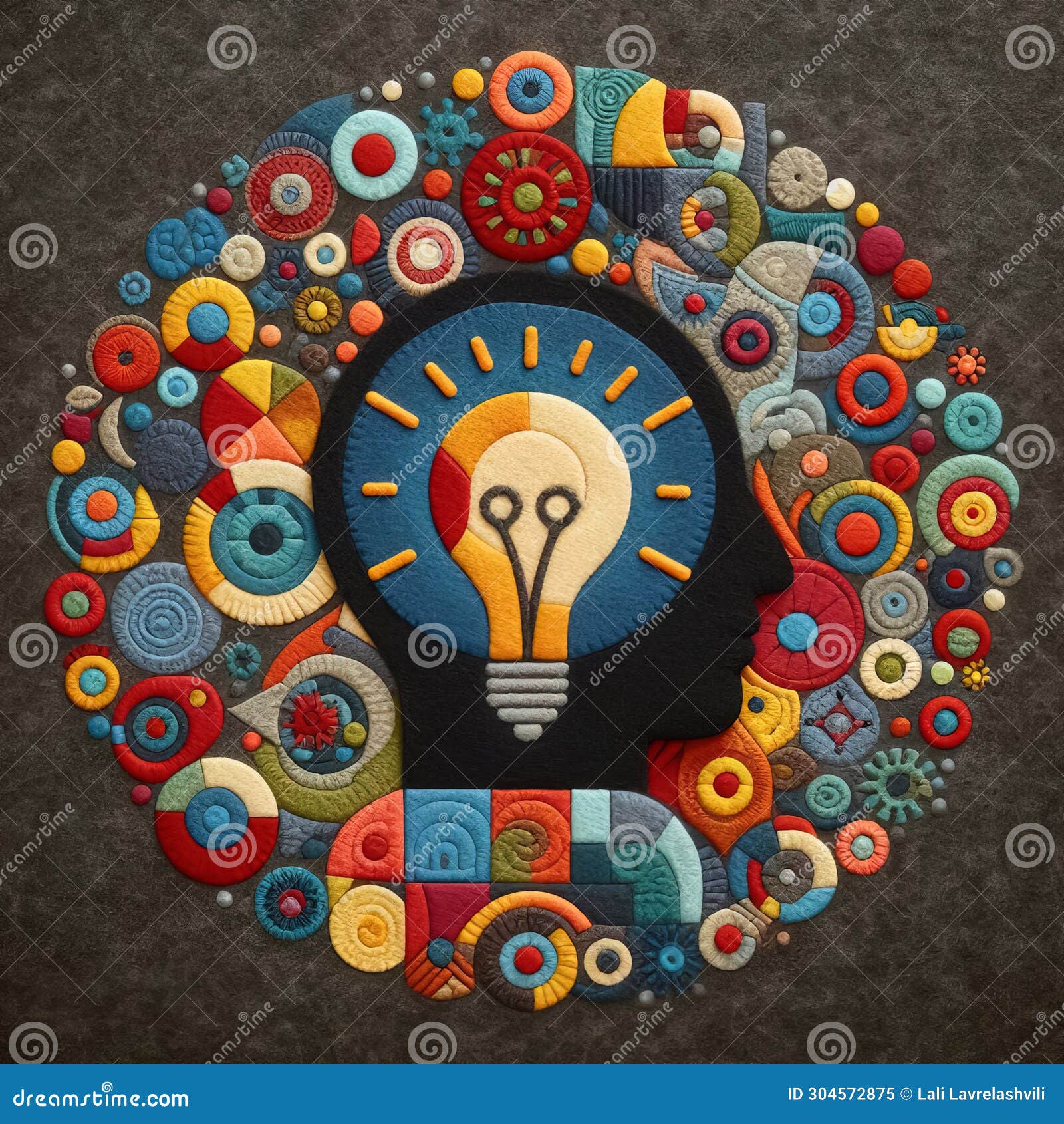 Felt Art Patchwork, Abstract Background with Idea Concept. Thinking ...