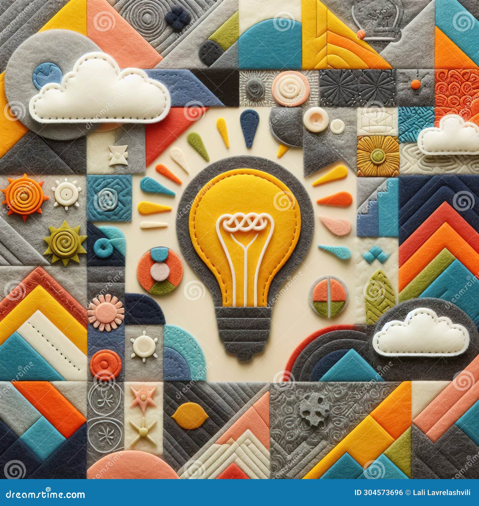 Felt Art Patchwork, Abstract Background with Idea Concept. Thinking ...